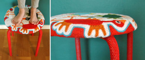 Uniquely Scandinavian: A Crocheted Stool Makeover - Curbly