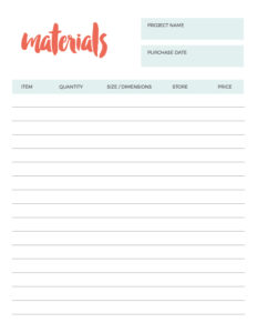 Make it: Printable DIY Project Planner - Curbly