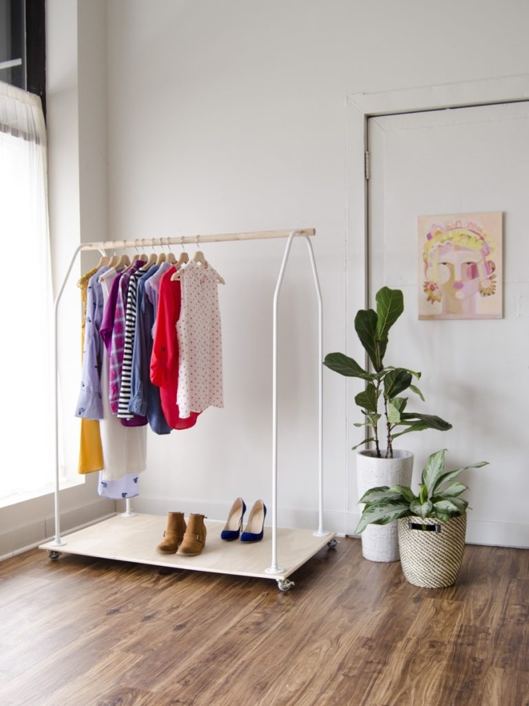 Rolling Clothing Rack Tutorial, A.K.A., Double Your Wardrobe Space