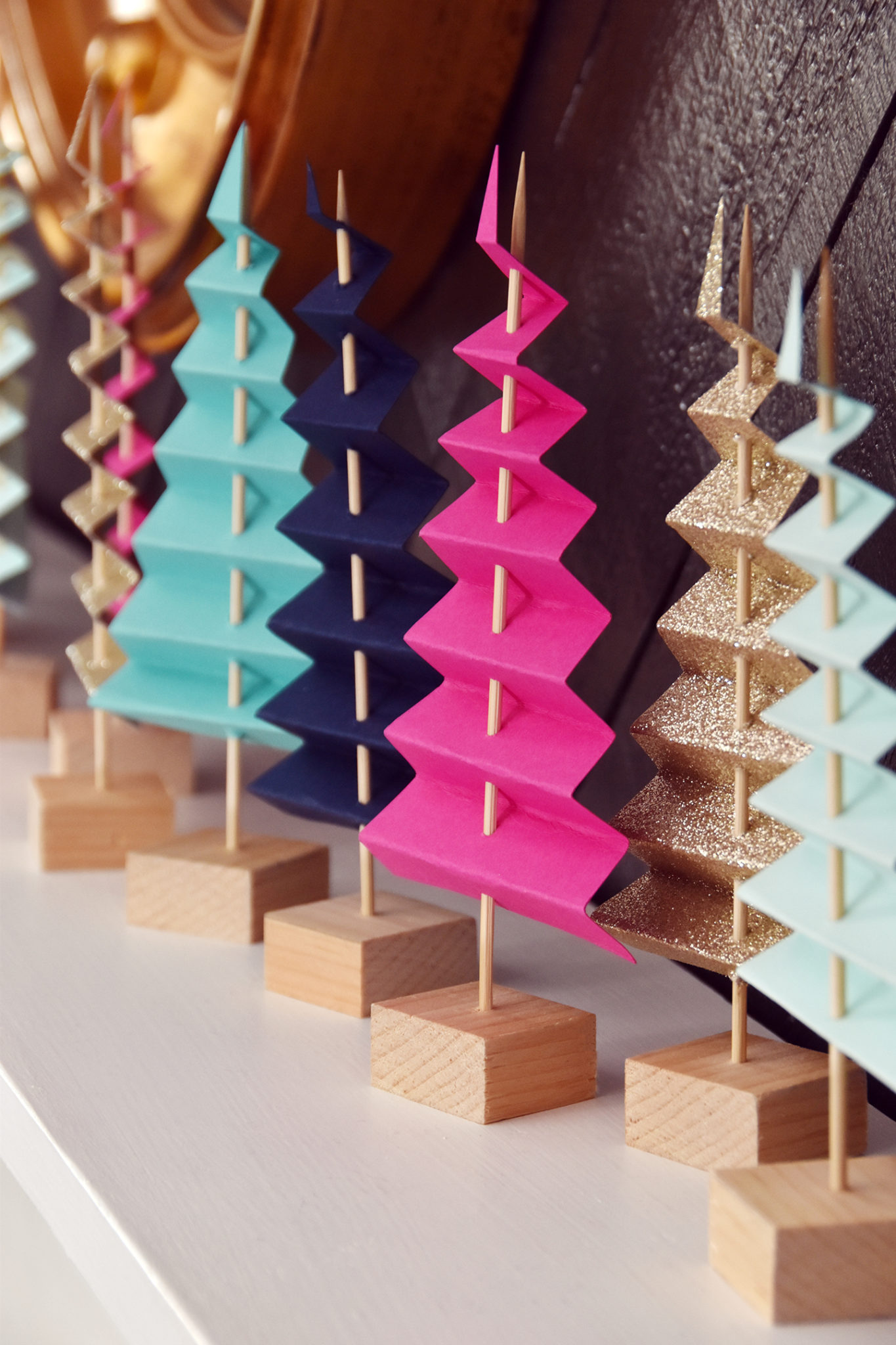 Easy Mantel Idea: Colorful Paper Tree Forest - Curbly