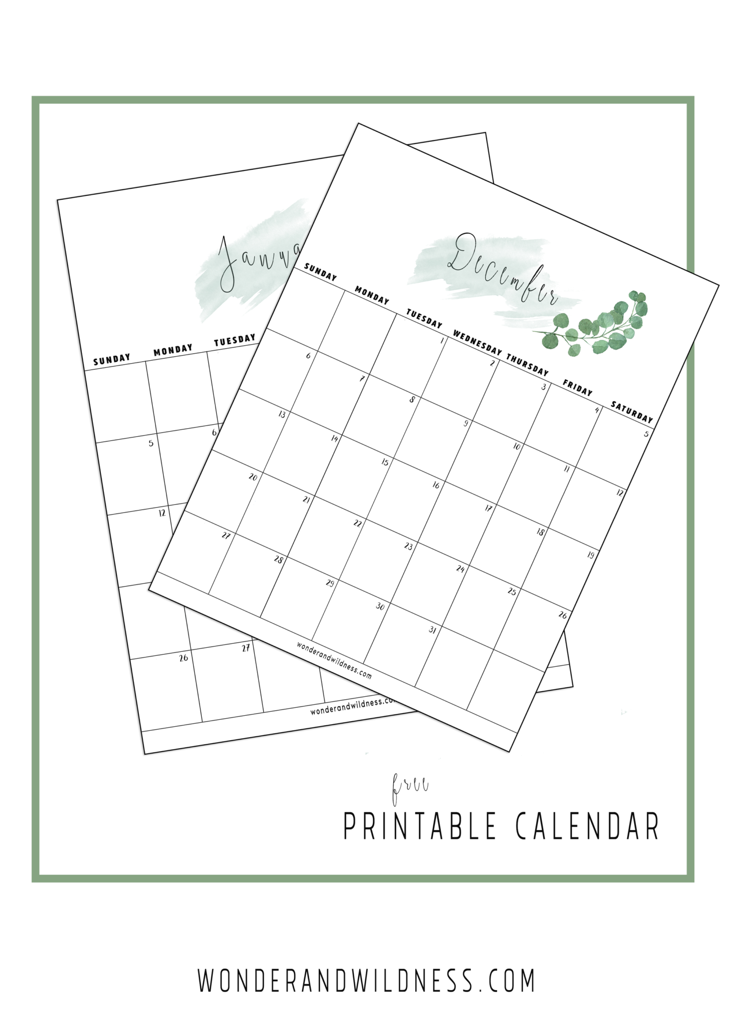 Free Printable Calendar Roundup | 2019 Monthly Templates