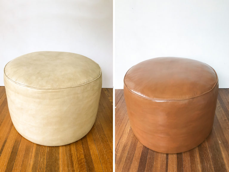 Salvage an Old Leather Ottoman with Leather Dye - Curbly