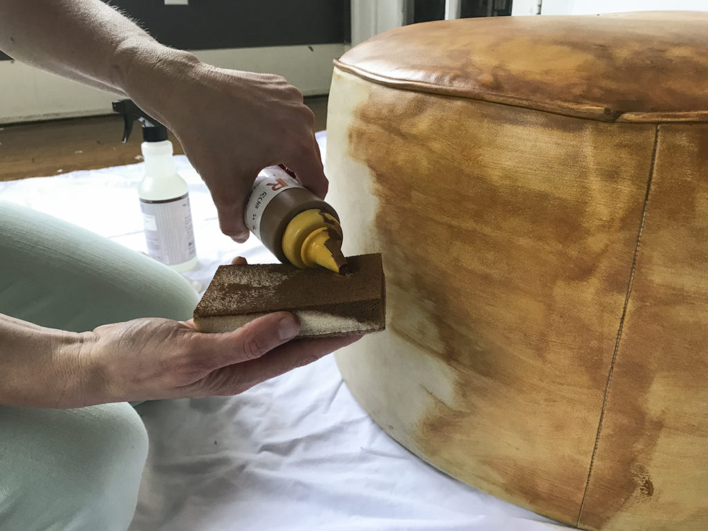 Salvage an Old Leather Ottoman with Leather Dye - Curbly